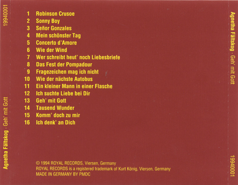 Agnetha Faltskog Geh Mit Gott : Back | CD Covers | Cover Century | Over ...